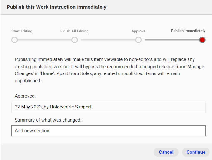 Manage Work Instructions – Connect